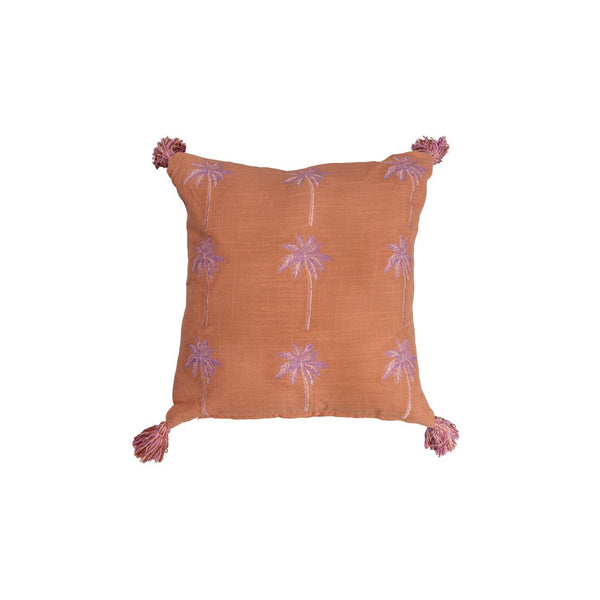 Embroidered Square Palm Tree Cushion -Eco Recycled Plastic Bottle ...