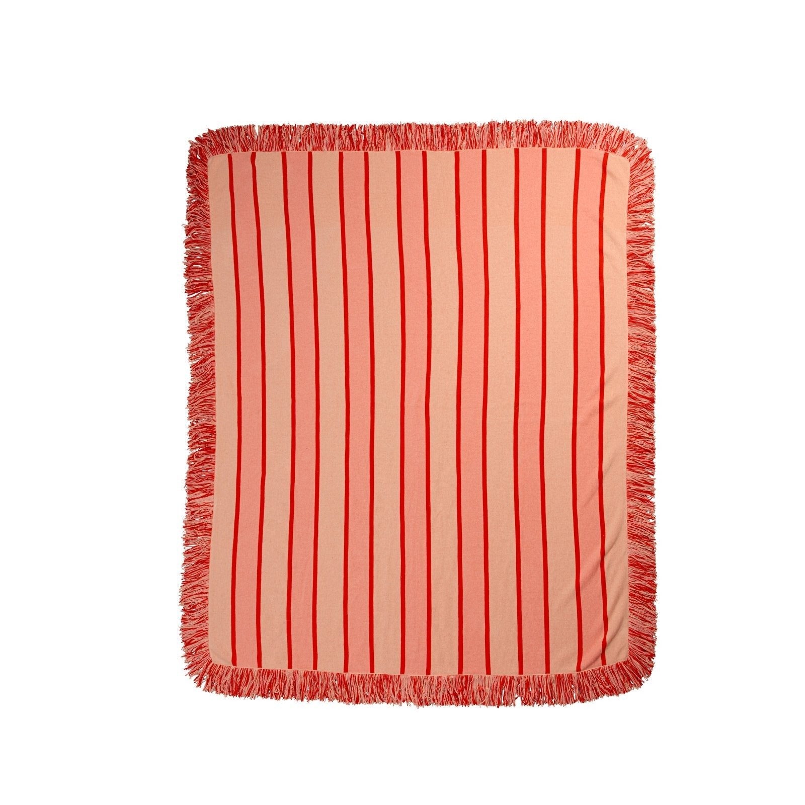 Red and Peach Stripe Knit Throw - Handmade Red Reef by Peachy Parrot