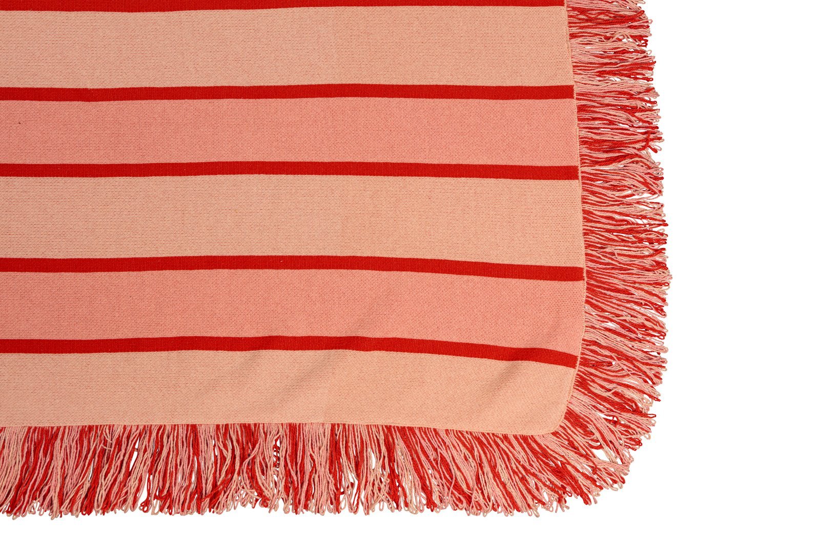 Red and Peach Stripe Knit Throw - Handmade Red Reef by Peachy Parrot