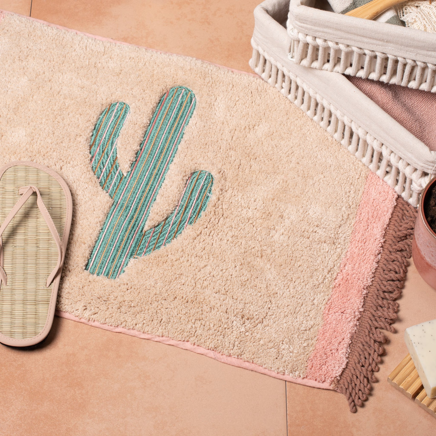 Small Cactus Shower Bath Mat - Tequila by Peachy Parrot